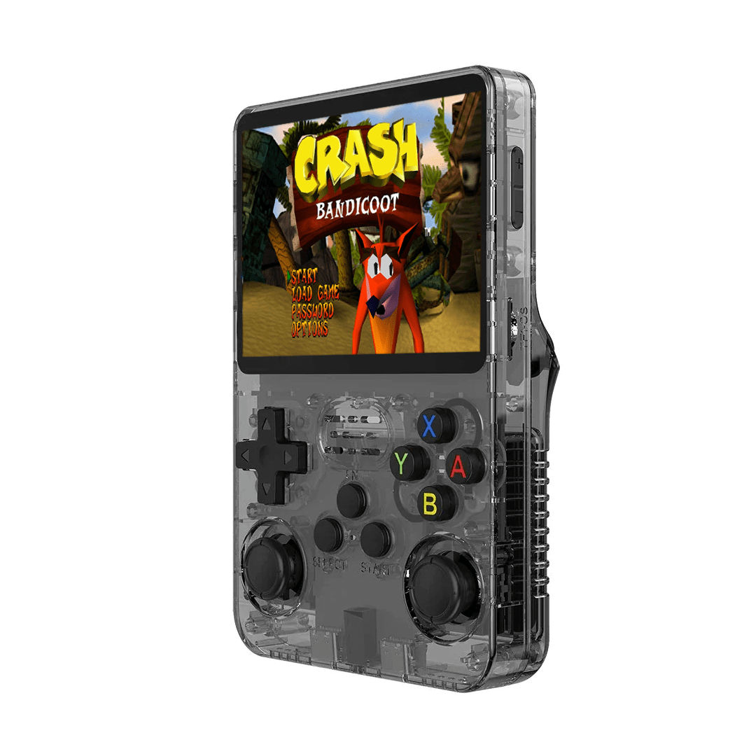 R36S Handheld Retro Gaming Console - Transparent Black